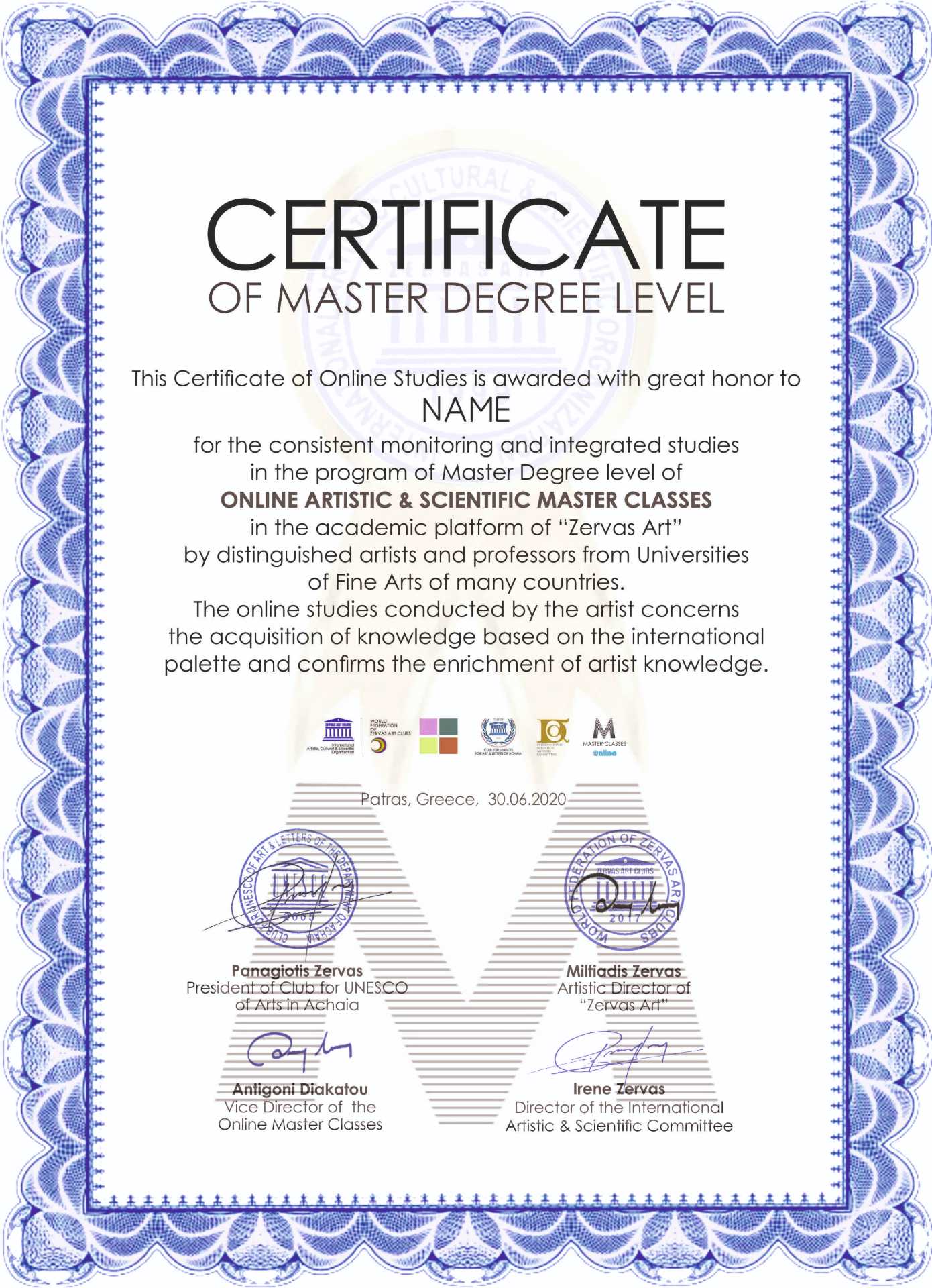 More Certificates - Zervas Art